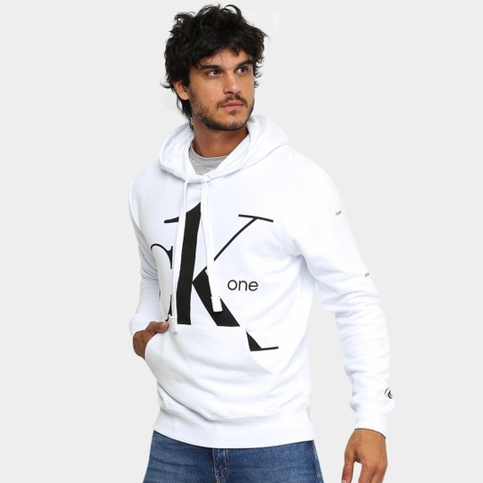 Moletom Calvin Klein Logo CK One Capuz Masculino - Branco | Clube Netshoes